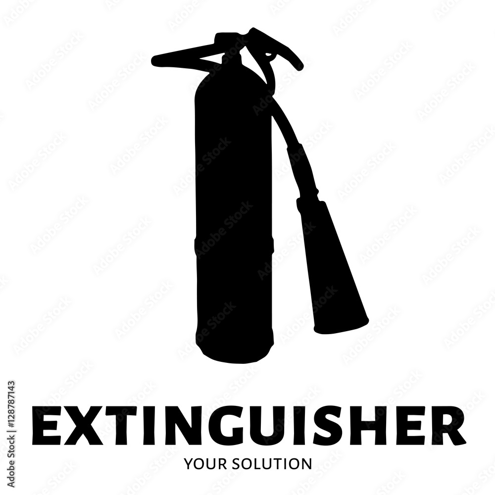 Fire extinguisher vector logo. Brand logo in the shape of a fire ...