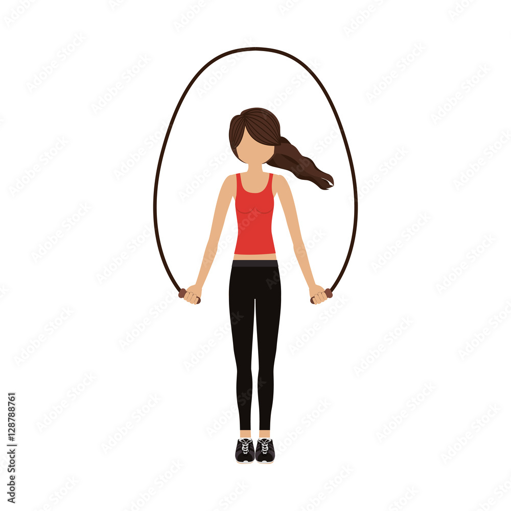 Girl doing exercise icon. Fitness gym sport and bodybuilding theme ...