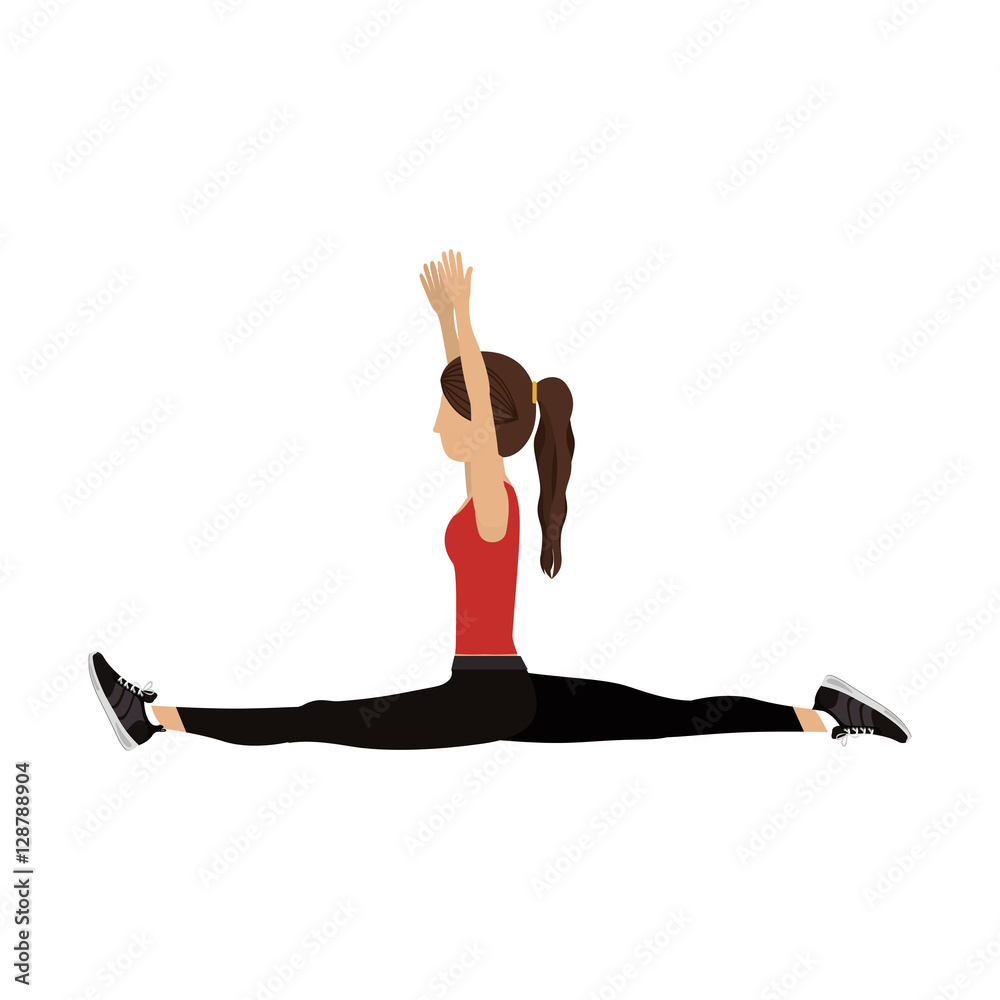 Girl doing exercise icon. Fitness gym sport and bodybuilding theme ...