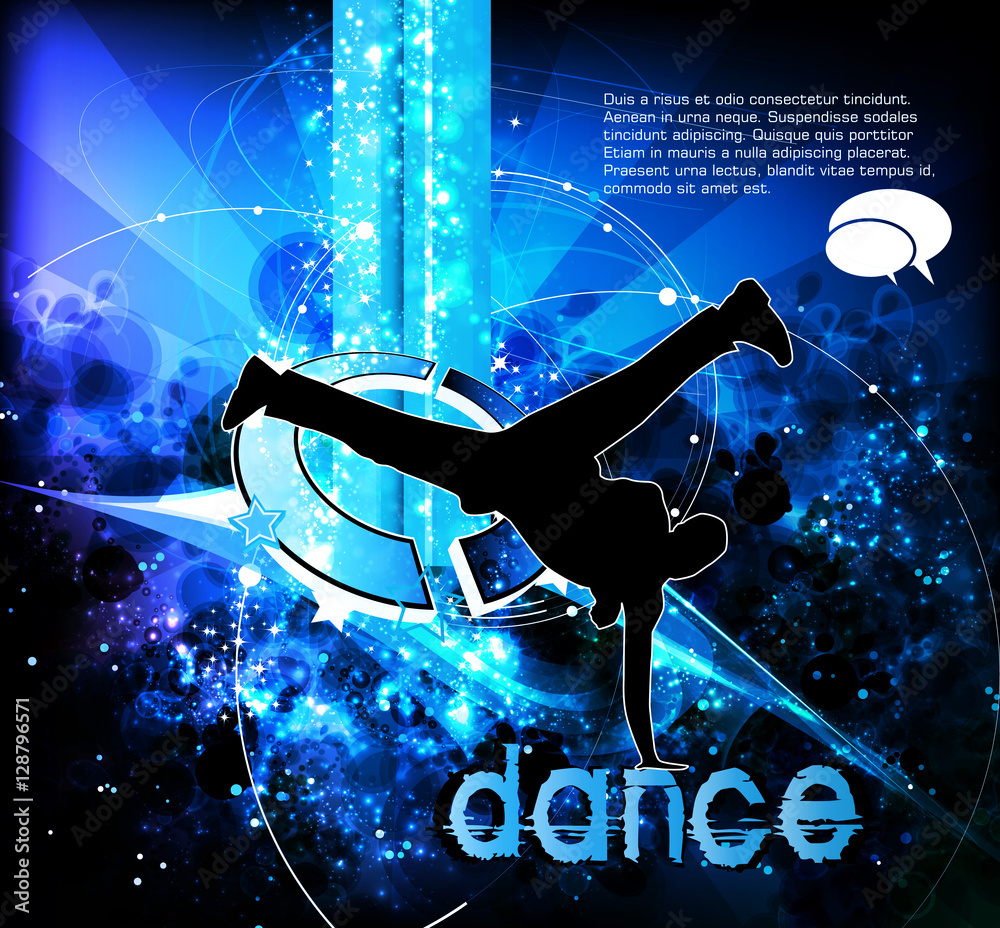 Dancing silhouette, breakdance, vector illustration Stock Vector ...