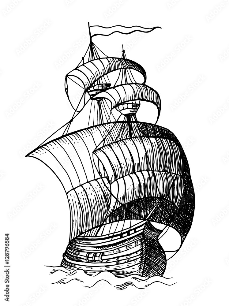 sailing medieval ship Stock Vector | Adobe Stock