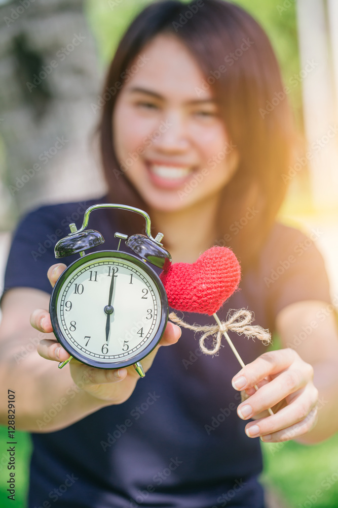 love and time or time for love concept, happy smile Thai Asian cute ...