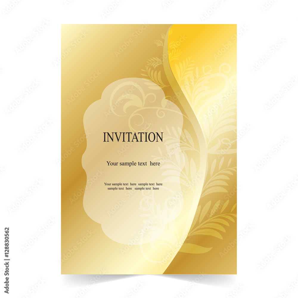 Invitation card, wedding card gold background Stock Vector | Adobe Stock