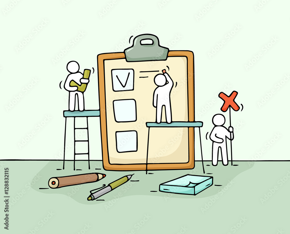 Sketch crowd of people with checklist. vector de Stock | Adobe Stock