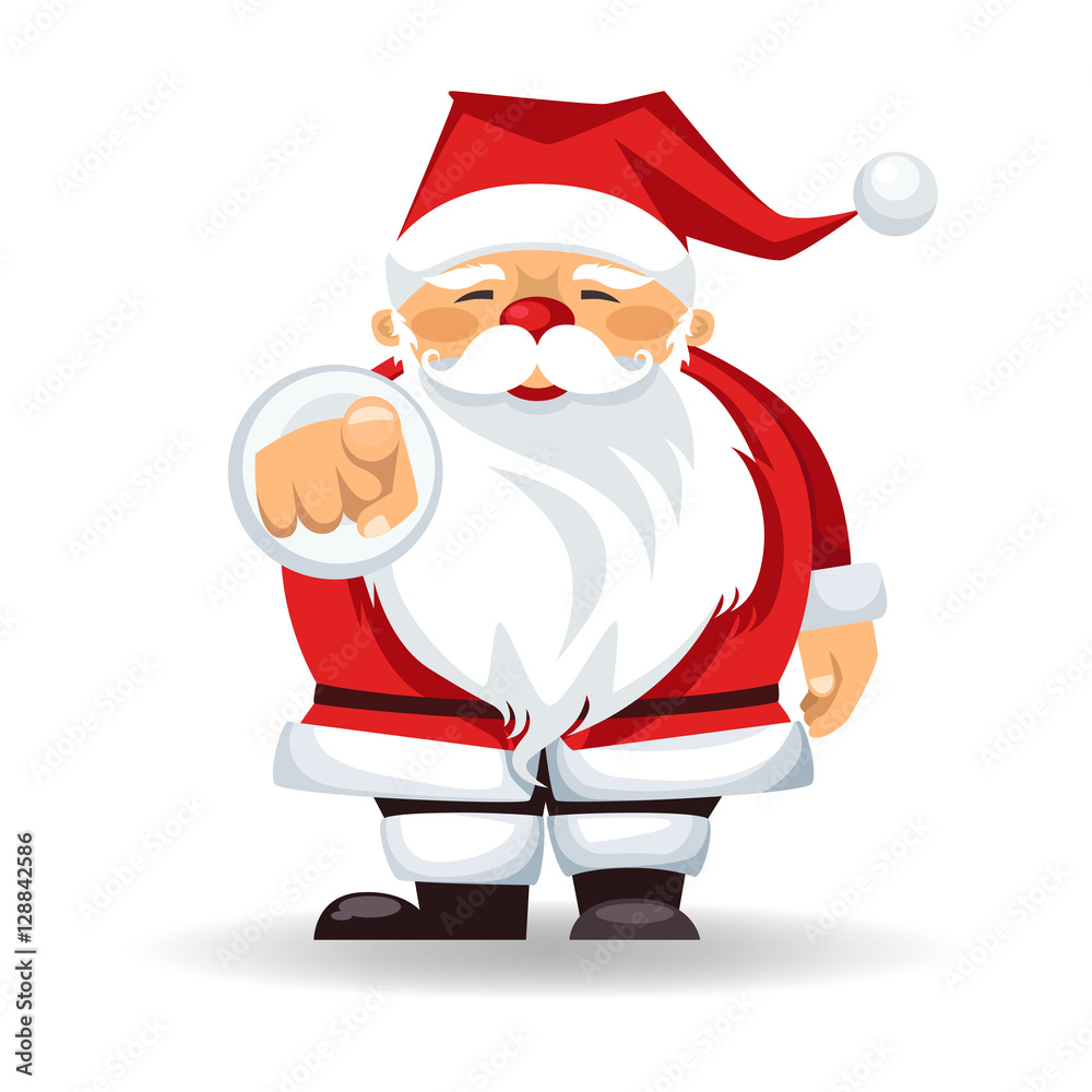 Santa Claus points a finger. isolated cartoon character. vector ...