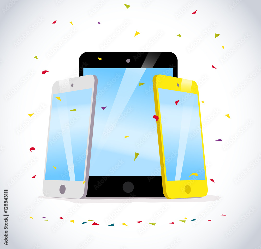Vector flat smartphone and tablet isolated illustration. Cartoon style ...