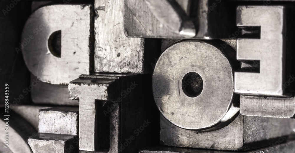 Foto de Historical letterpress types, also called as lead letters ...