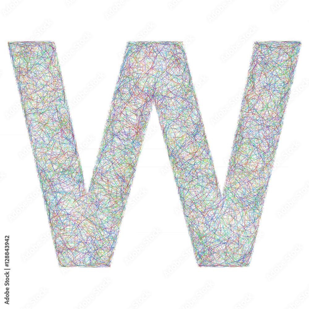 Colorful sketch font design - letter W Stock Vector | Adobe Stock