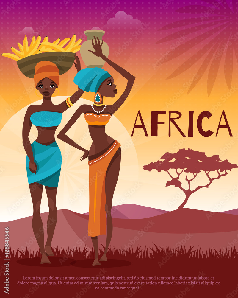 African Culture Tribal Traditions Flat Poster Stock Vector | Adobe Stock