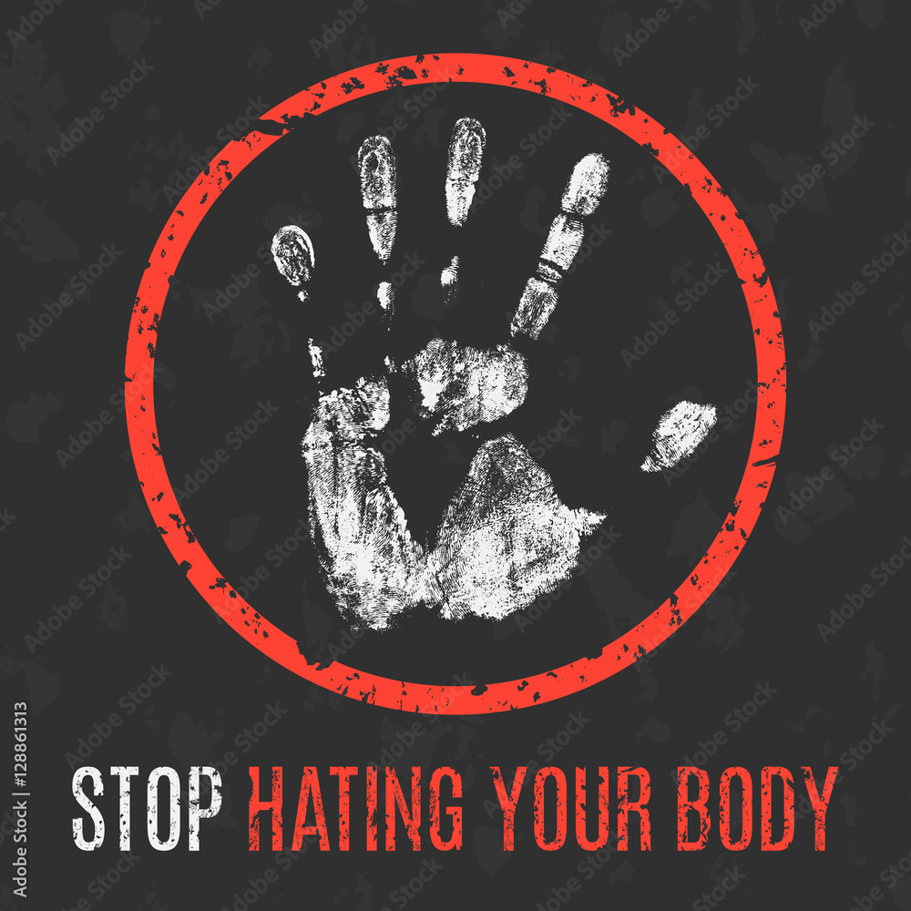 Vector Illustration Human Diseases Stop Hating Your Body Stock