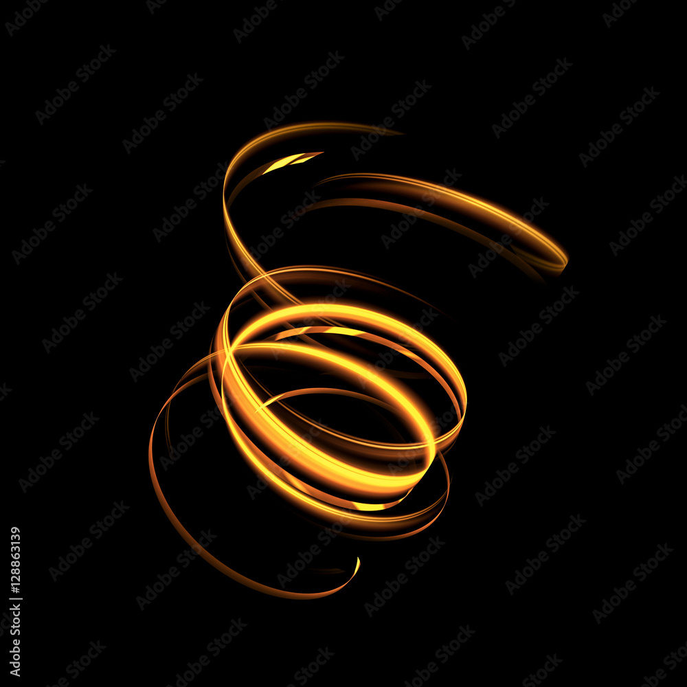 Glow swirl light effect. Circular lens flare. Abstract rotational lines ...