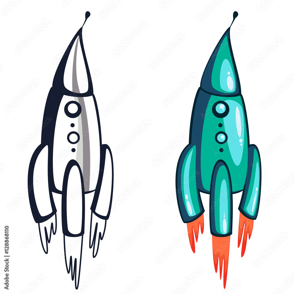 Picture blue rocket Stock Vector | Adobe Stock
