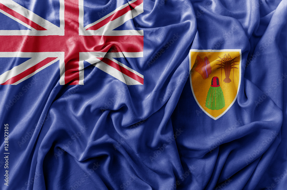 Ruffled waving Turks and Caicos Islands flag Stock Photo | Adobe Stock