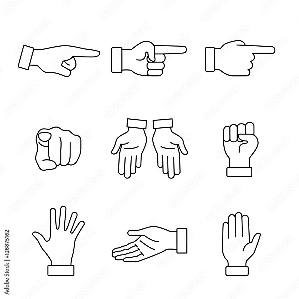 Hand gestures signs set Stock Vector | Adobe Stock