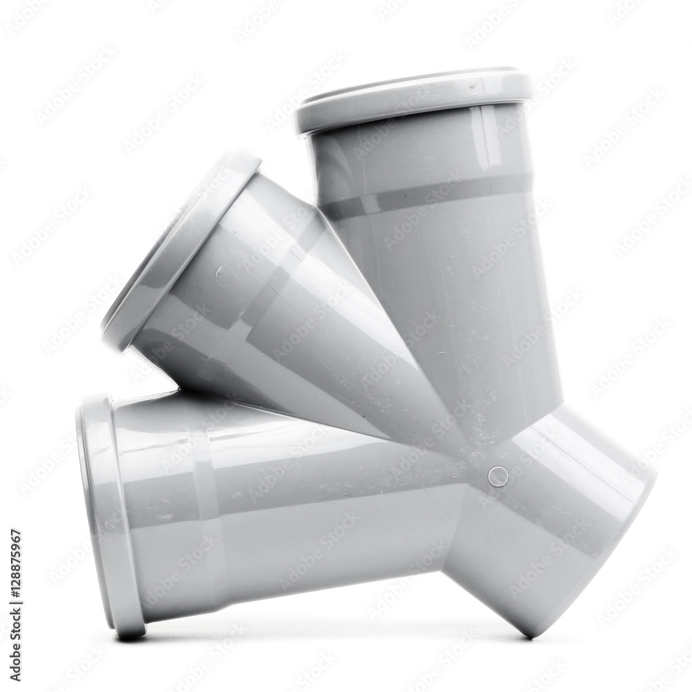 Gray drain pipe isolated on a white background Stock Photo | Adobe Stock