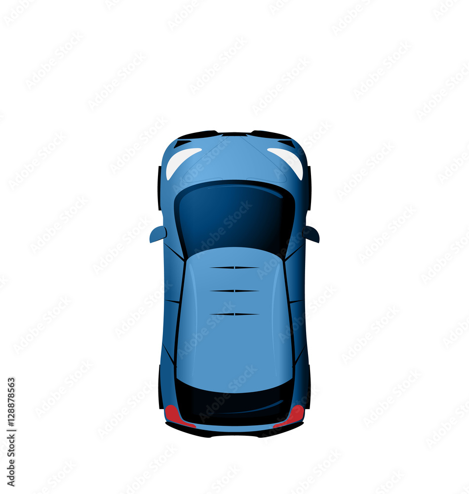 Car view from above, Vehicle Isolated on White Background Stock Vector ...