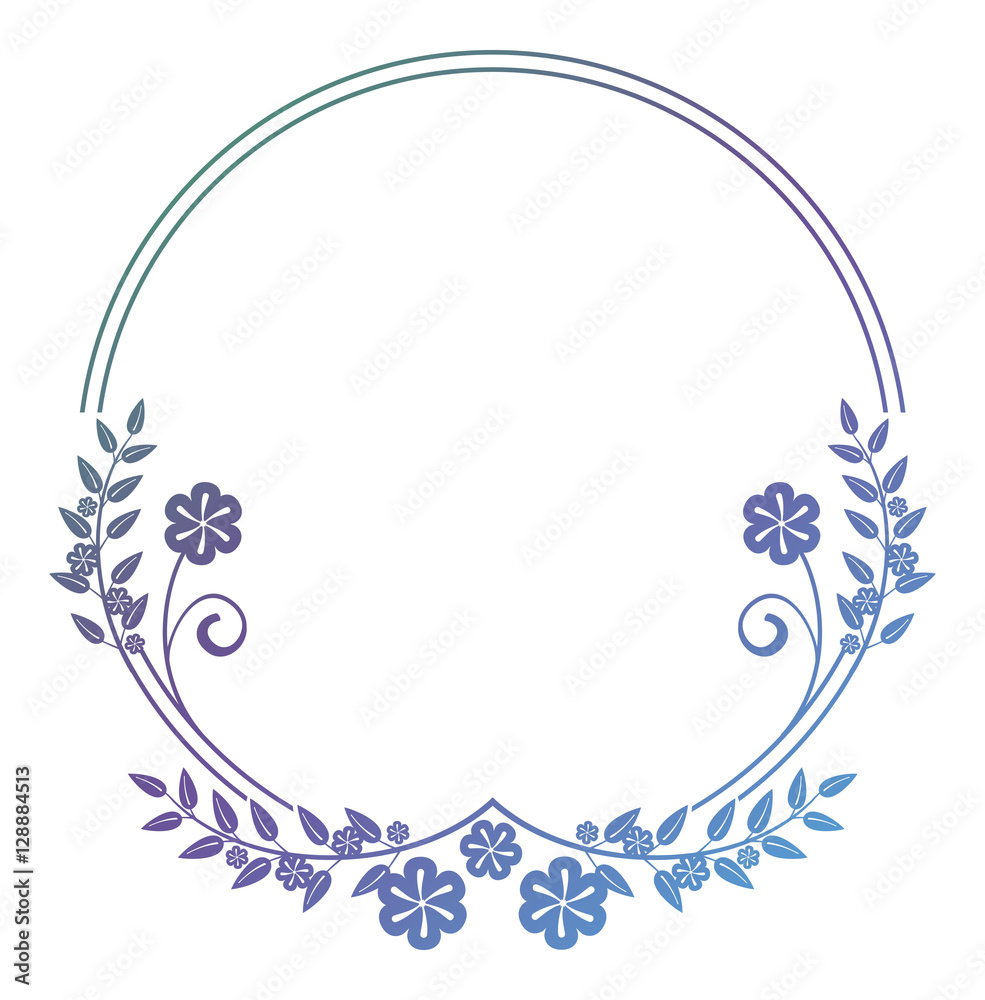 Beautiful round floral frame with gradient fill. Stock Illustration ...