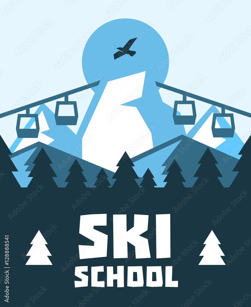 Ski school. Education, training, mentoring. Lifts up the mountain ...