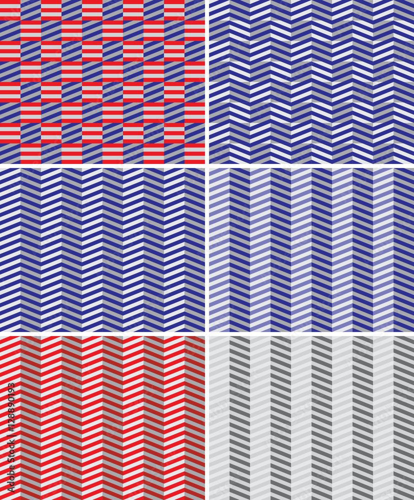 Set of seamless geometric patterns. Effect of optical illusion ...