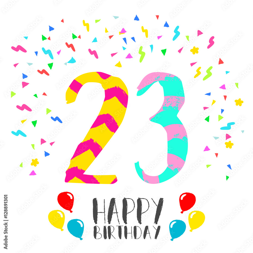 Happy Birthday for 23 year party invitation card Stock Vector | Adobe Stock