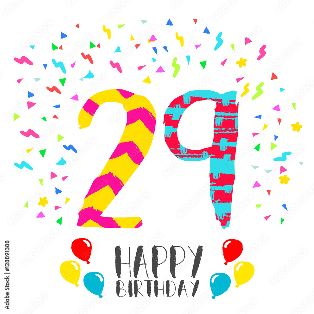 Happy Birthday for 29 year party invitation card Stock Vector | Adobe Stock