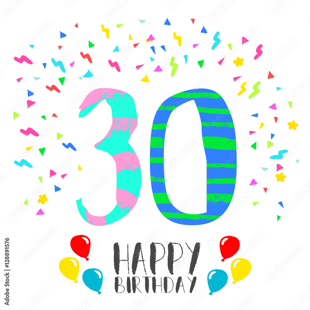 Happy Birthday for 30 year party invitation card Stock Vector | Adobe Stock