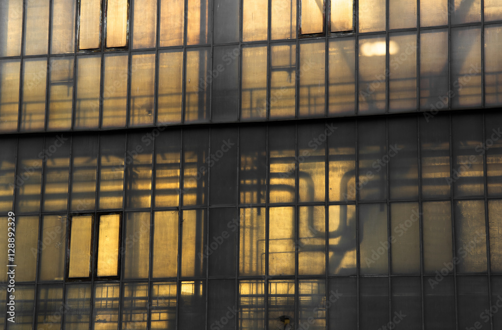 Element of factory architecture - window made from opaque and ...