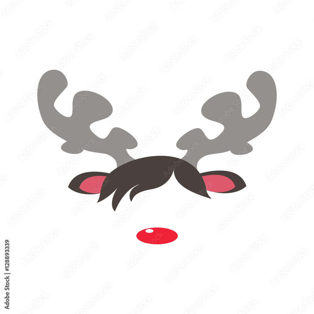 Carnival masks of rudolph reindeer red nose isolated white background ...
