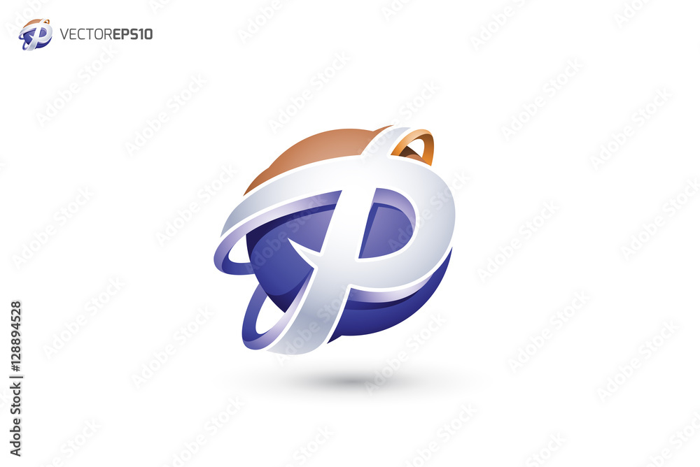 Abstract Letter P Logo - 3D Sphere Logo Stock Vector | Adobe Stock