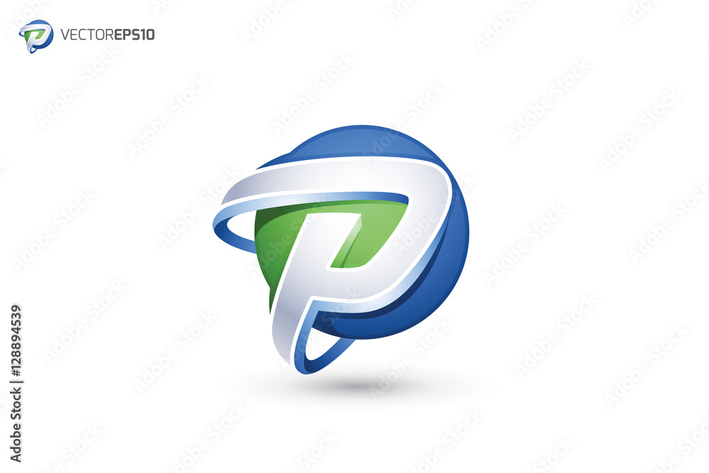 Letter P Logo 3d