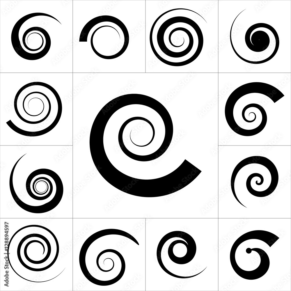 Collection of spiral vector elements. For your next projects Stock ...