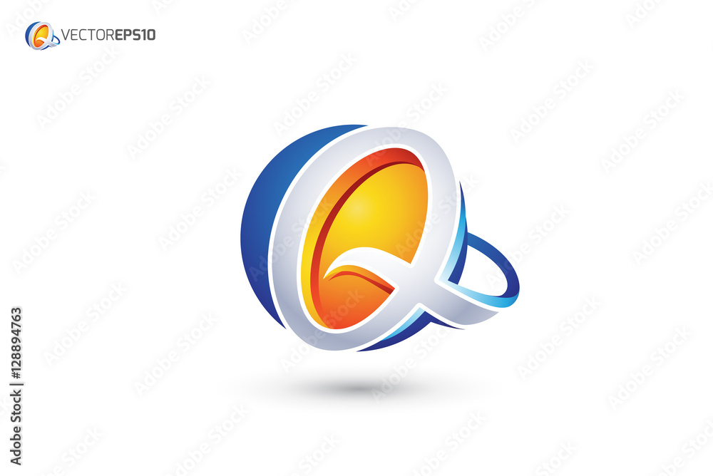 Abstract Letter Q Logo - 3D Sphere Logo Stock-Vektorgrafik | Adobe Stock