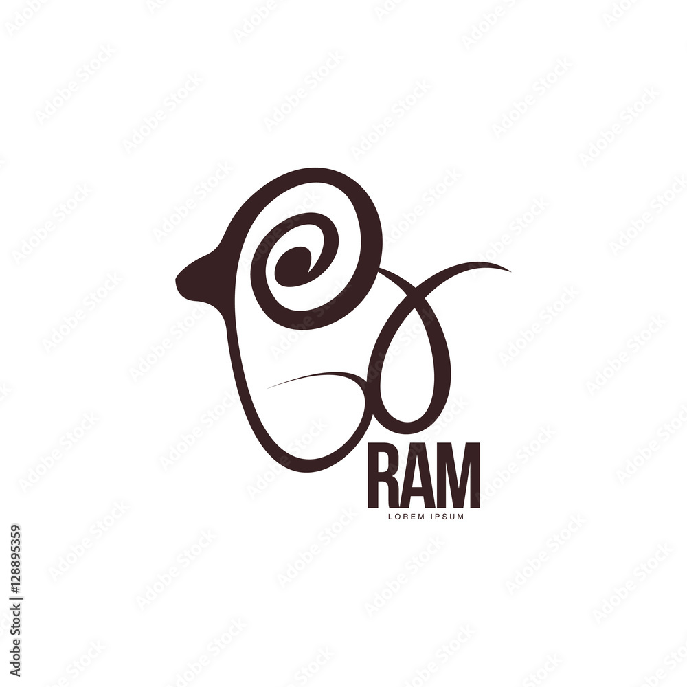Stylized ram, sheep, lamb outline graphic logo template, vector ...
