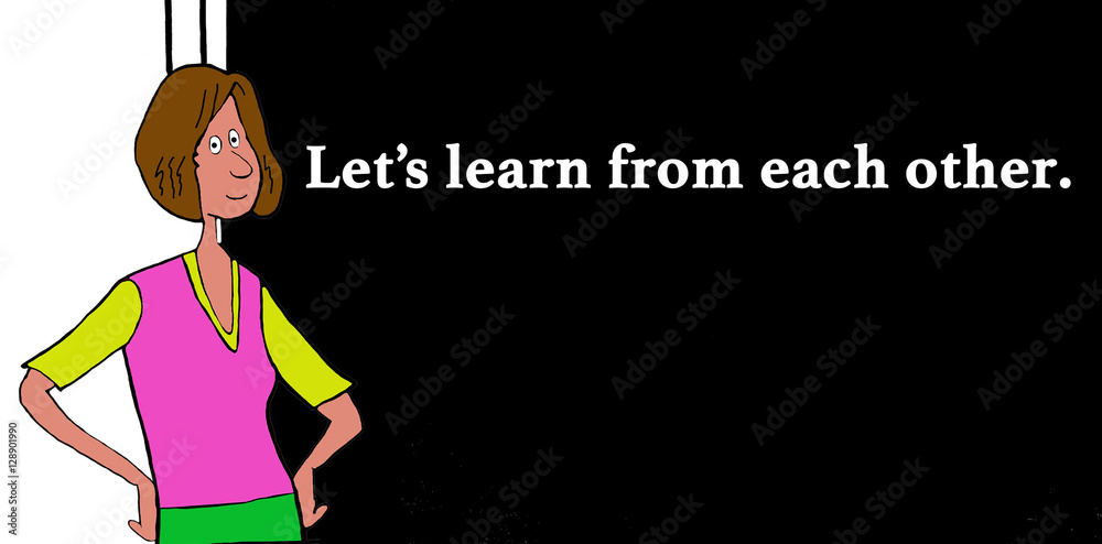 Color education illustration of female teacher standing in front of a ...