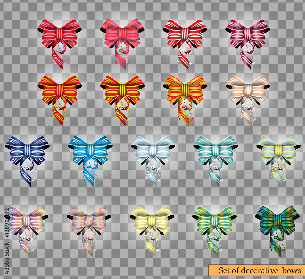 Set of decorative colorful bows isolated on transparent background ...