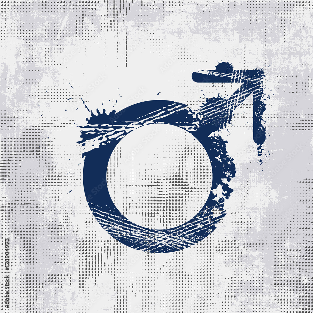 Grunge Male Gender Symbol. Men sign on grunge background. Stock Vector ...