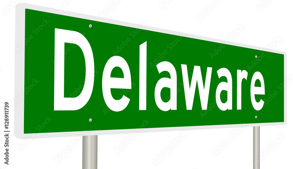 A 3d rendering of a green highway sign for Delaware Stock Illustration ...