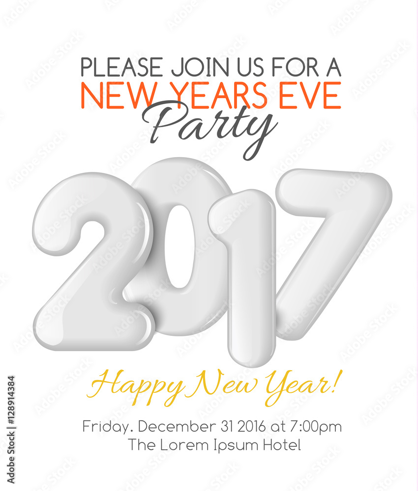 Merry Christmas and Happy New Year 2017 party invitation template ...