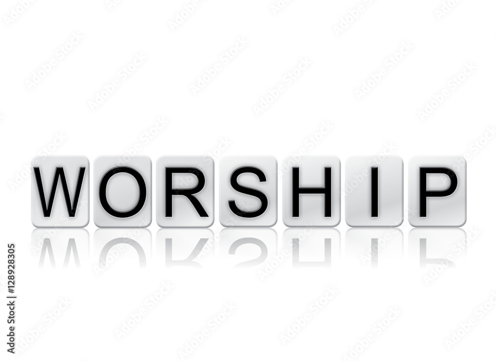 Worship Isolated Tiled Letters Concept and Theme Stock Illustration ...