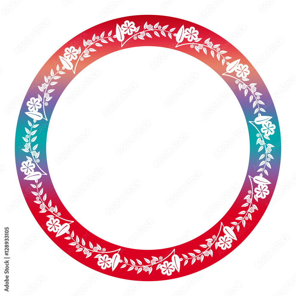 Beautiful round floral frame with gradient fill. Stock Illustration ...