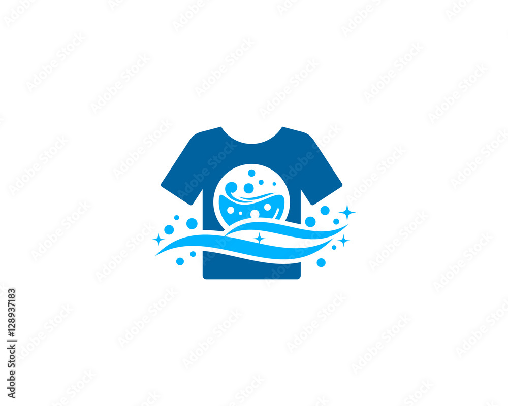 Clean Laundry Service Logo Design Template Stock Vector | Adobe Stock