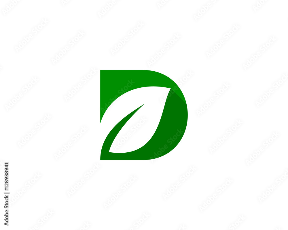 Initial Letter D Leaf Nature Logo Design Template Stock Vector | Adobe ...