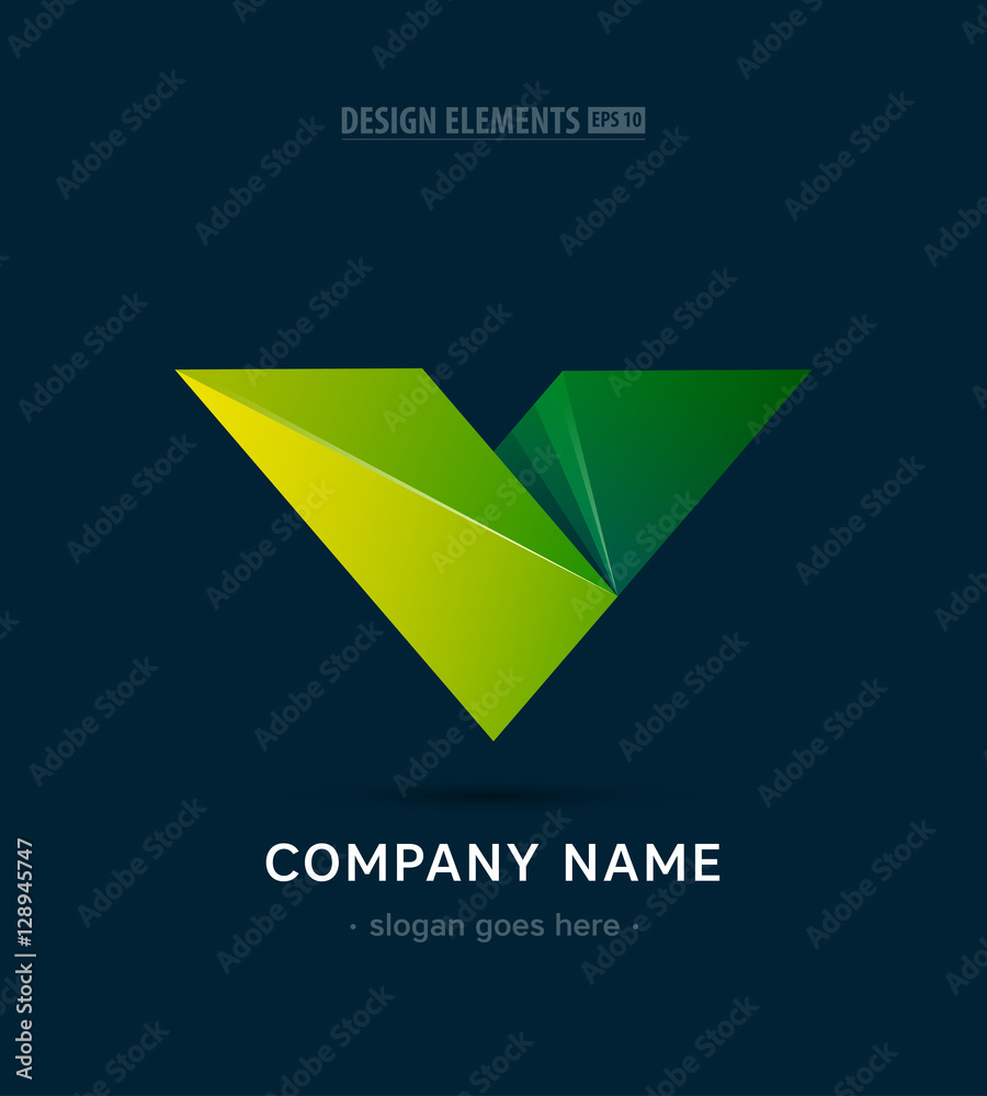 Letter V logo sign. Checkmark icon illustration. Material design app ...