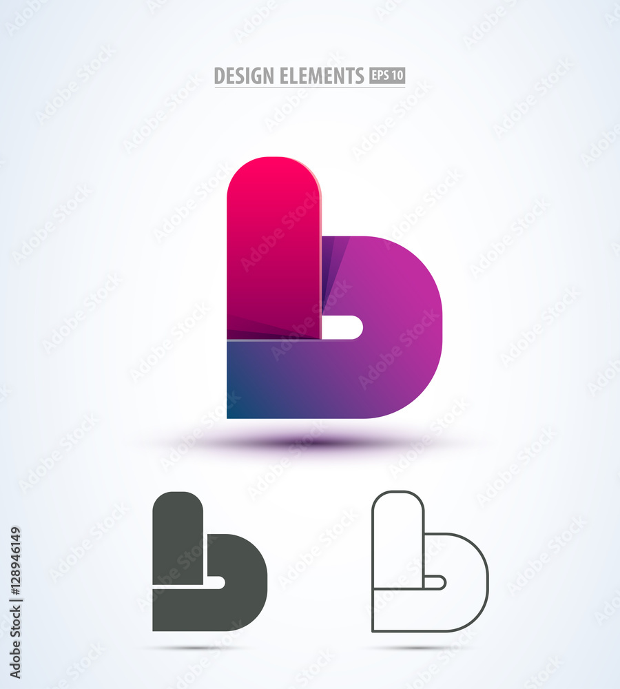 Vector abstract 3d letter b logo design elements. Origami. Corporate ...