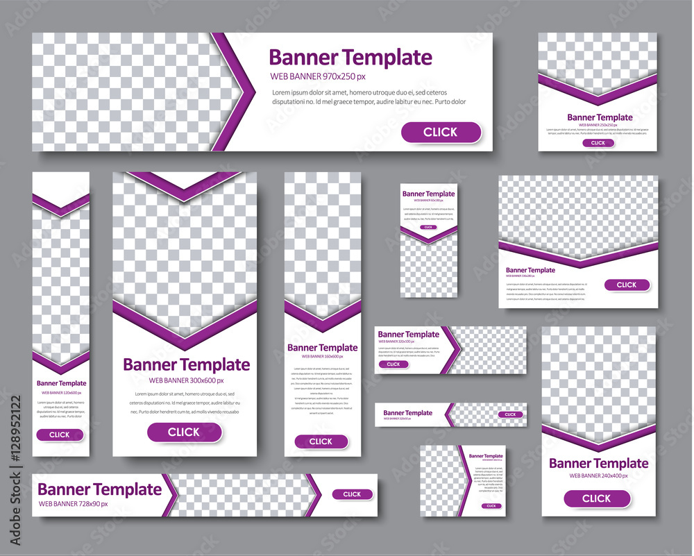 Templates web banners in standard sizes with space for photo Stock ...