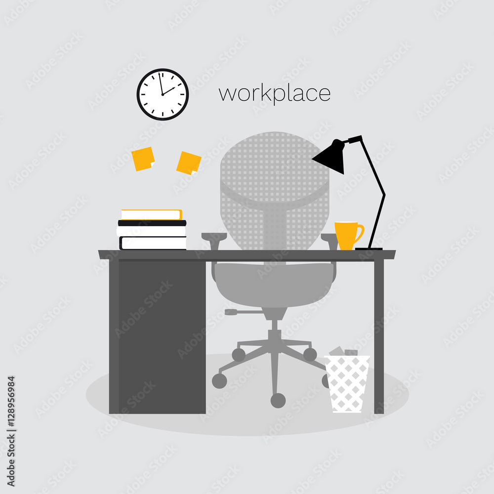 Vector illustration of the workplace Stock Vector | Adobe Stock