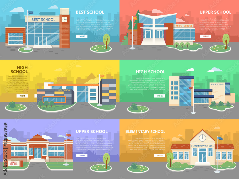 Set of School Buildings. Architectural Variations Stock Vector | Adobe ...