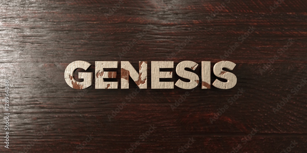 Genesis - grungy wooden headline on Maple - 3D rendered royalty free ...