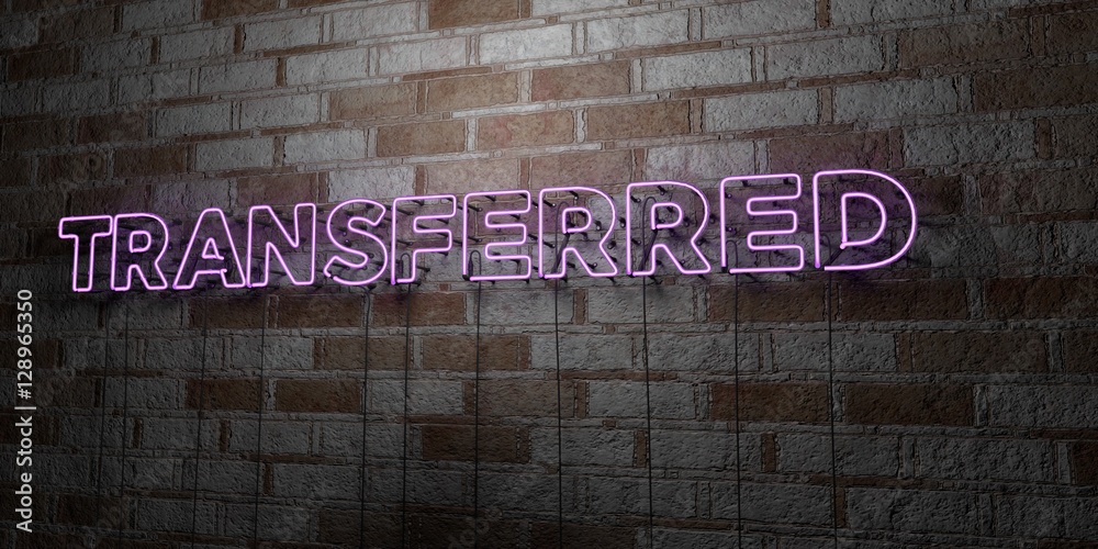 TRANSFERRED - Glowing Neon Sign on stonework wall - 3D rendered royalty ...