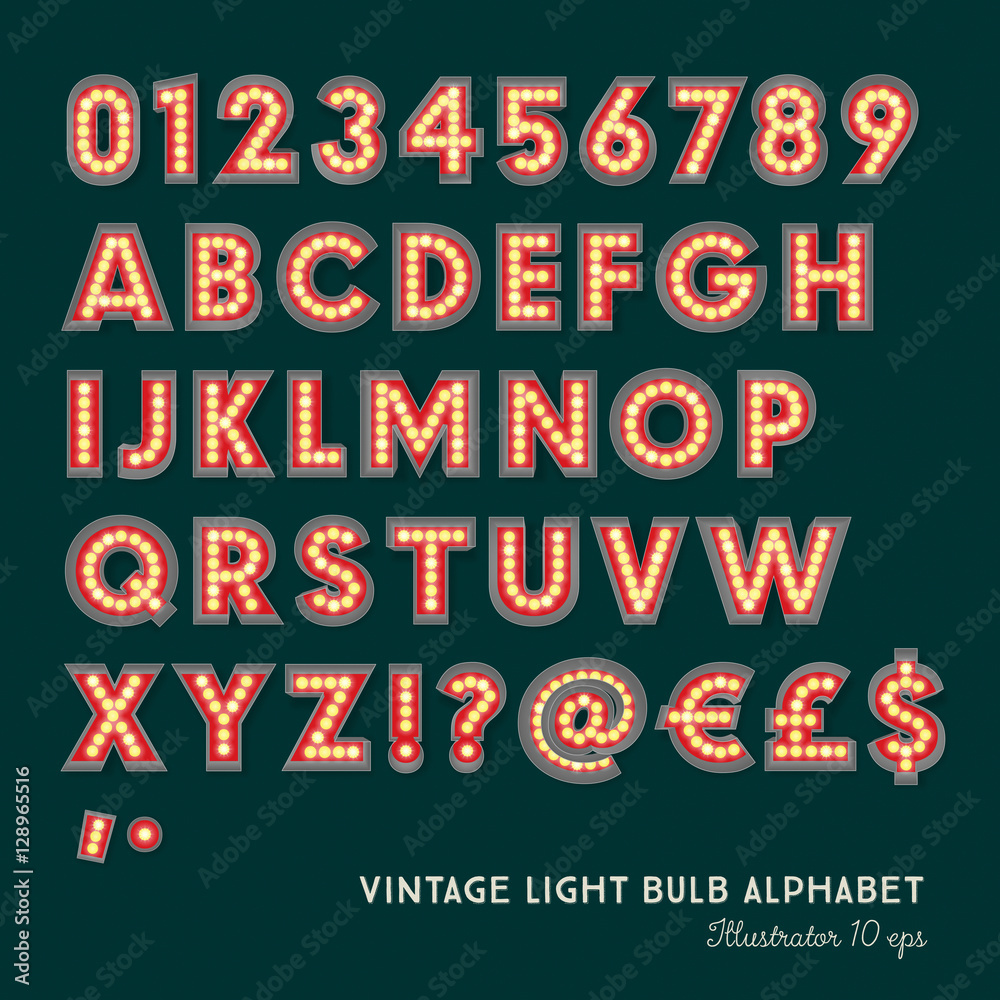 Vintage Vector Light Bulb Alphabet to make your own lightbulb Signs ...